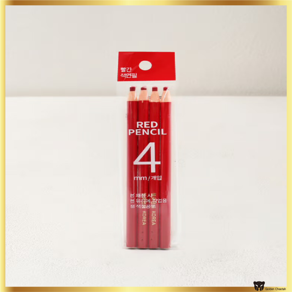 Daiso Korea Glass Marking Colored Pencils 4pcs – Red Wax Pencils for ...