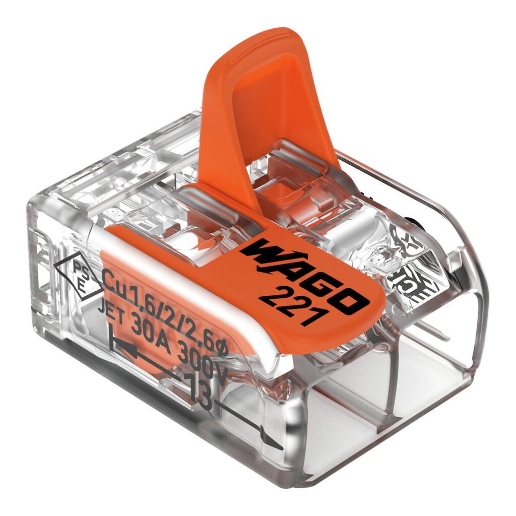 WAGO 221-612 Pluggable Terminal Block, 2 Ways, 20AWG to 10AWG, 6 mm2 ...