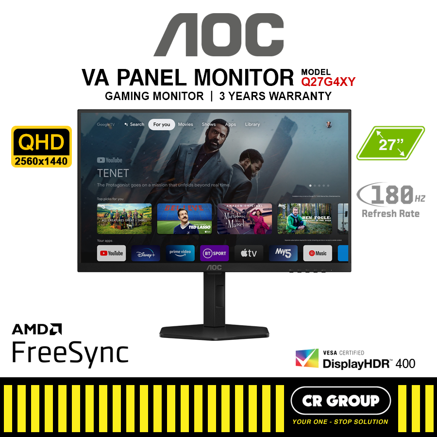AOC Q27G4XY 27-inch QHD 180Hz Fast VA 2K Google Smart Gaming Monitor ...