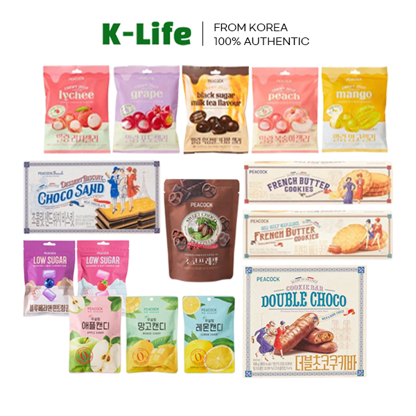 Emart Peacock｜Korean Snacks Series｜Chocolate Sandwich Biscuit｜Sugar ...