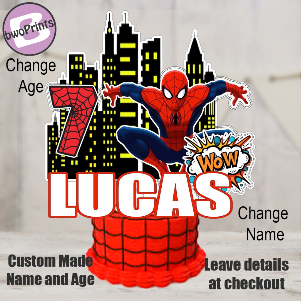 Spiderman Super Heroes Marvel Comic Happy Birthday Party Cake Topper ...