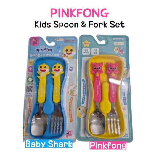 [Pinkfong] Baby Shark and Pinkfong Kids Spoon & Fork Set | Shopee ...