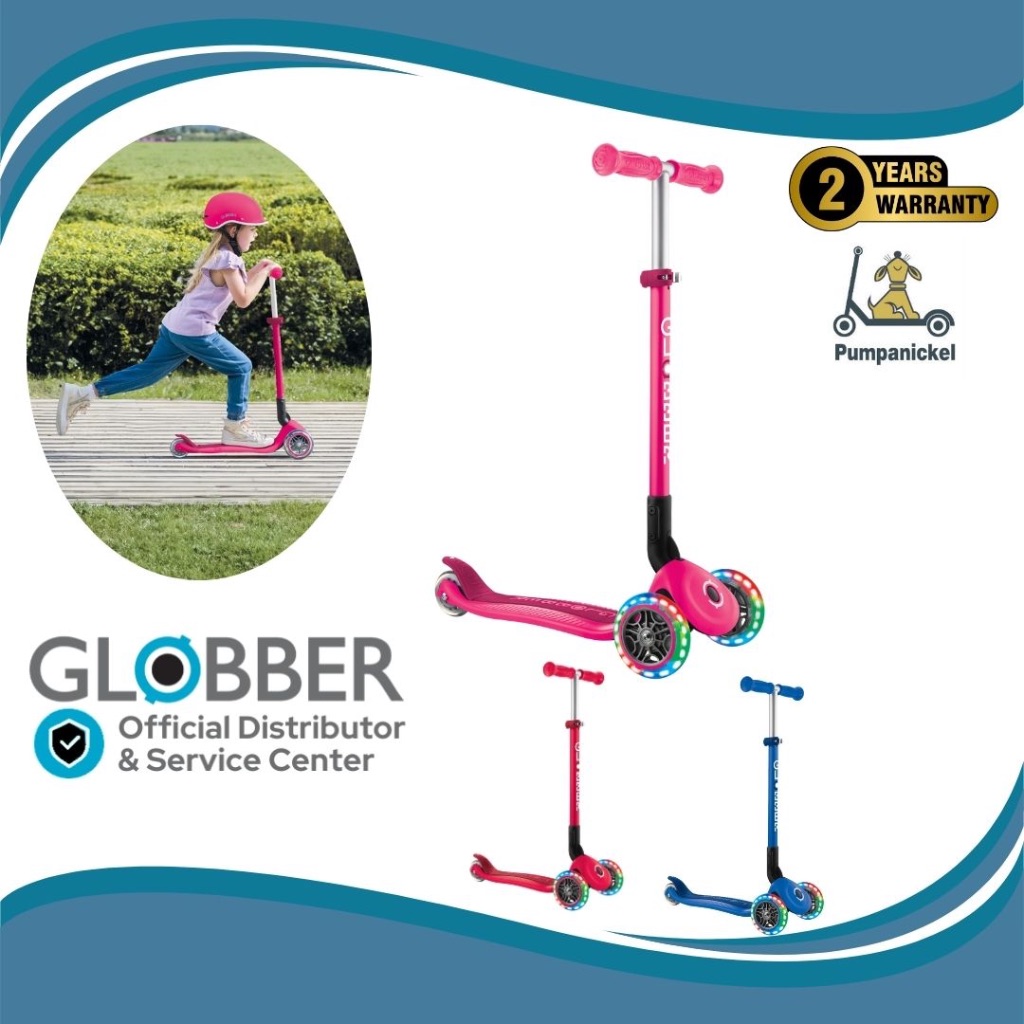 Globber Primo Foldable Lights 3-Wheels Kick Scooter - Kids Scooter for ...