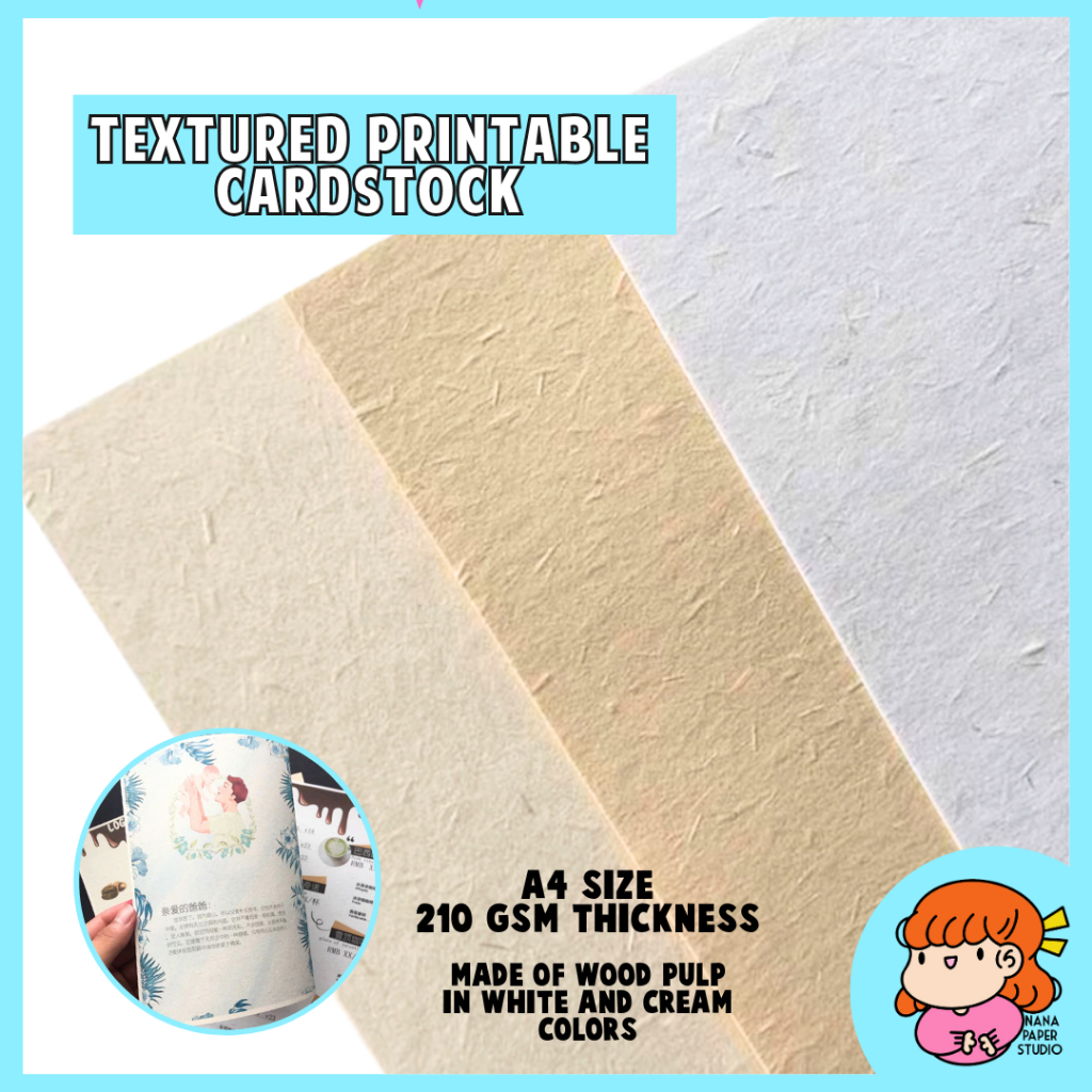 A4 Textured Printable Cardstock Card Paper Wood Pulp Cream White for ...