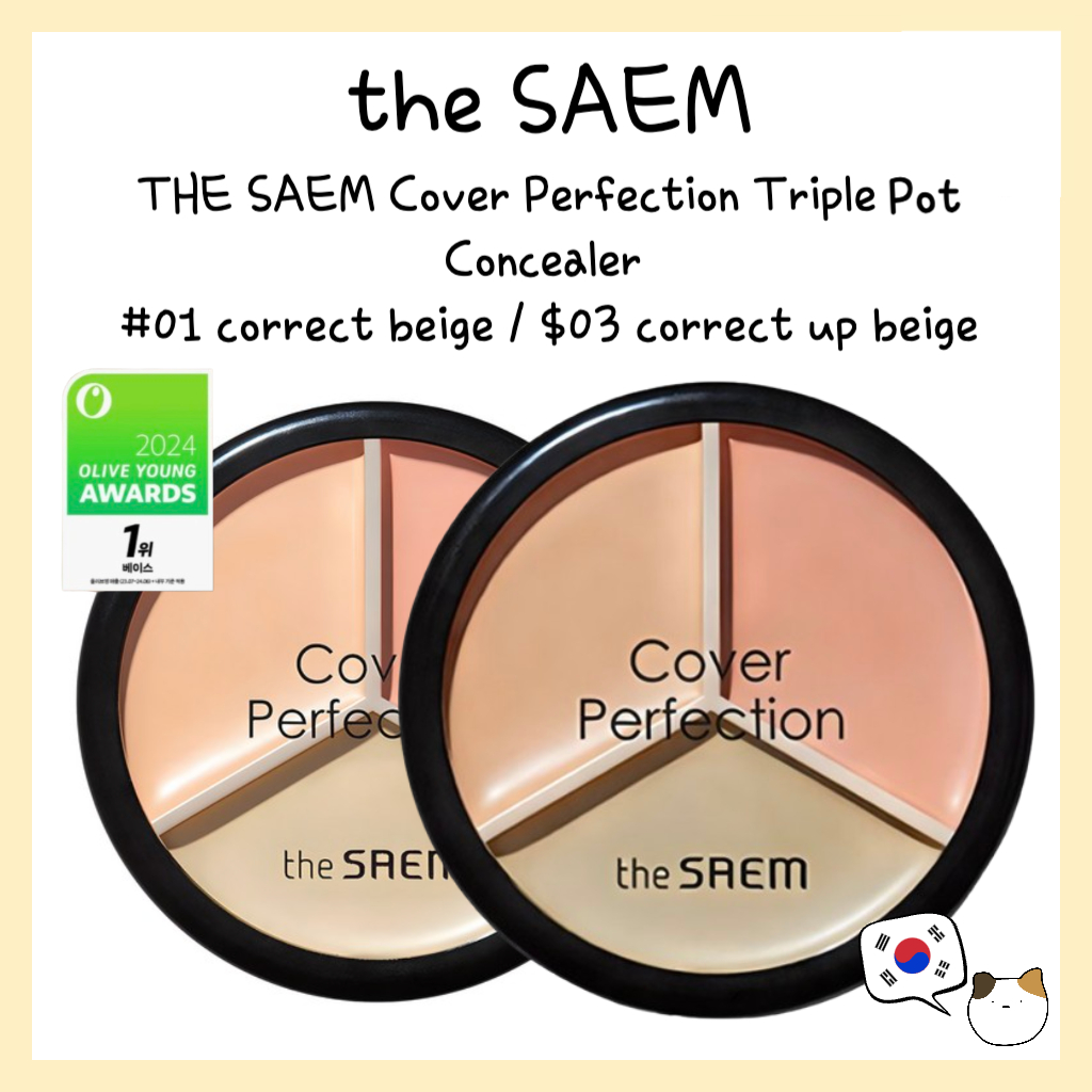 the SAEM Cover Perfection Triple Pot Concealer - #01 correct beige ...