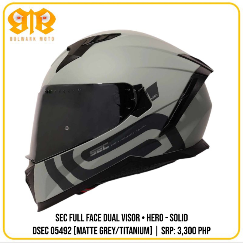 SEC HERO Full Face Dual Visor Helmet - SOLID Model | Shopee Philippines