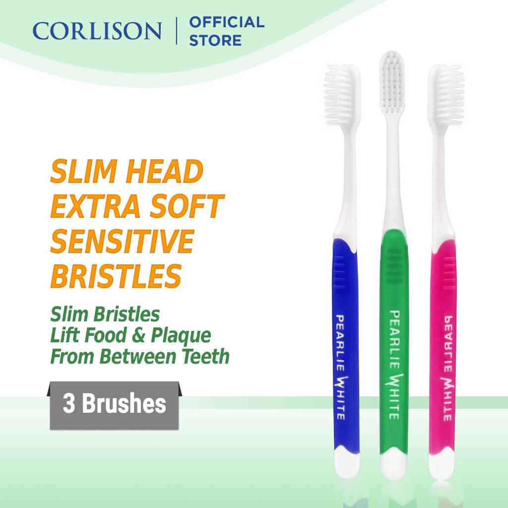 Pearlie White BrushCare Sensitive Extra Soft Toothbrush Triple Pack ...