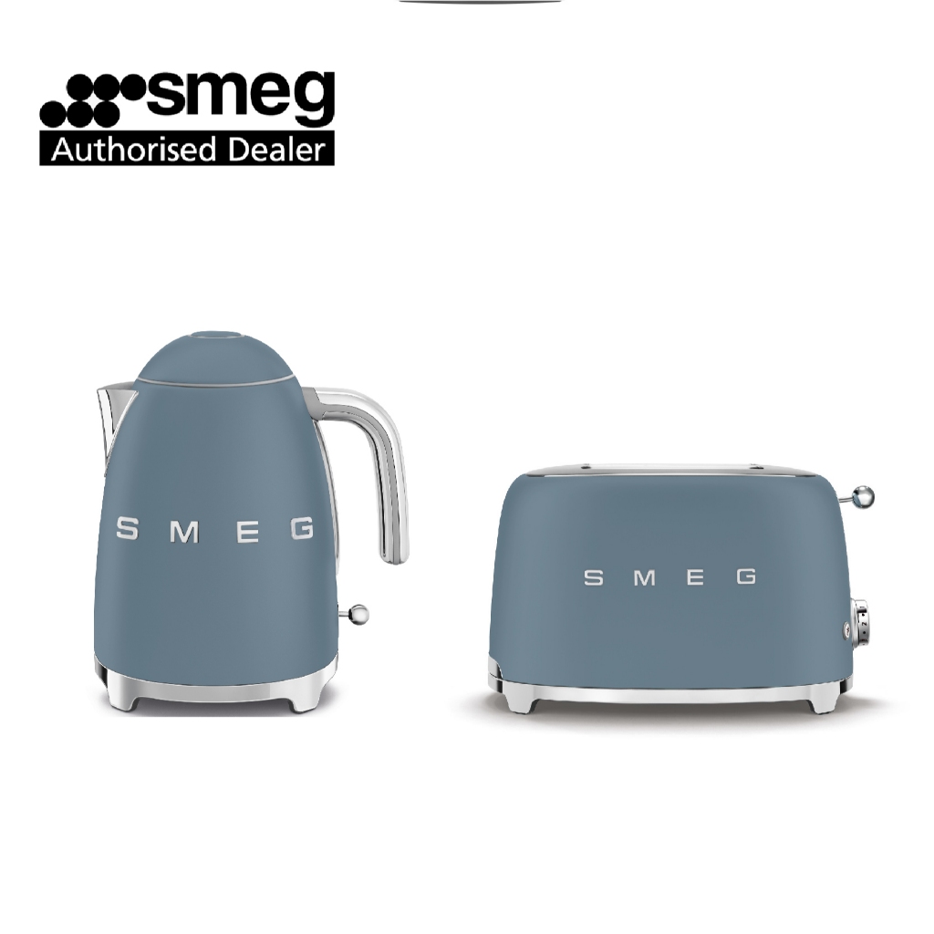 Smeg Breakfast Set Kettle KLF03SBMUK + Toaster TSF01SBMUK (Storm Blue ...