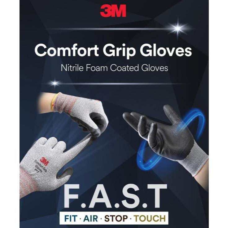 3M Comfort Grip Gloves Nitrile Foam Coated Gloves S M L | Shopee ...