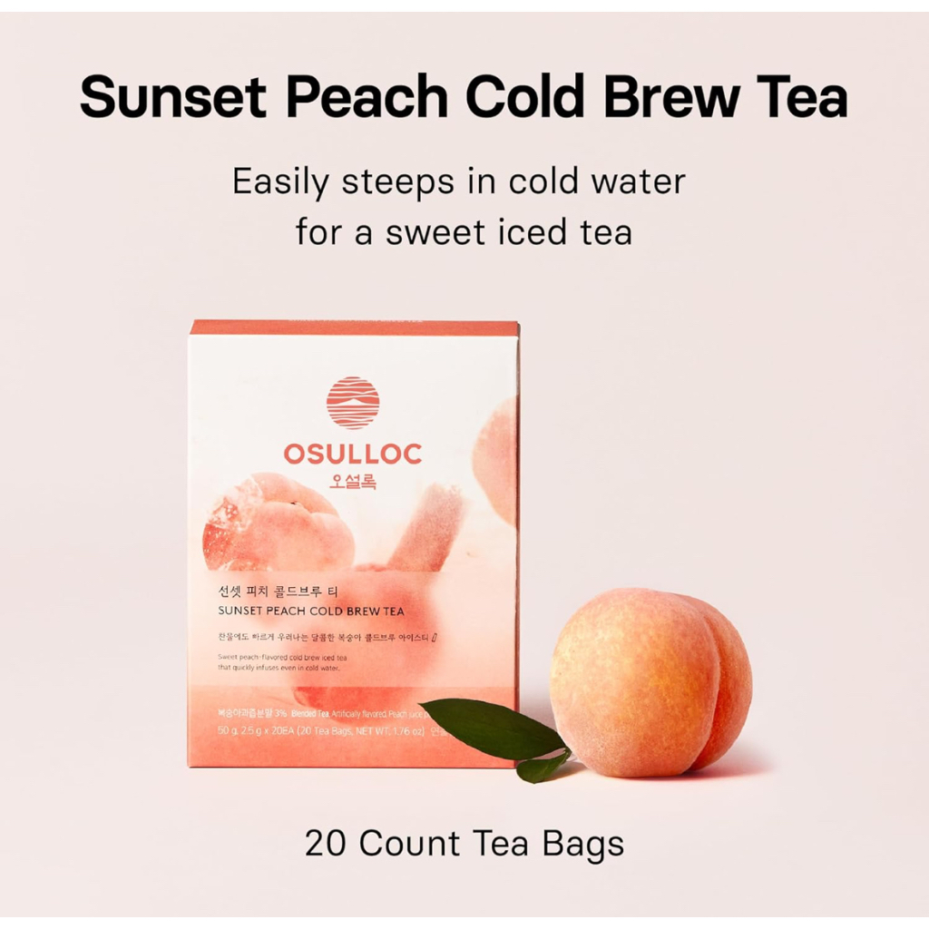 OSULLOC Sunset Peach Cold Brew Tea, Sweet peach flavored iced tea ...