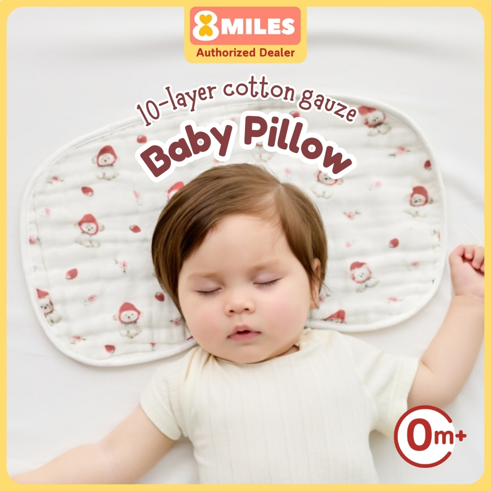 Newborn Baby Flat Pillow 10 Layers 100% Cotton Gauze 0-12 Months Burp ...