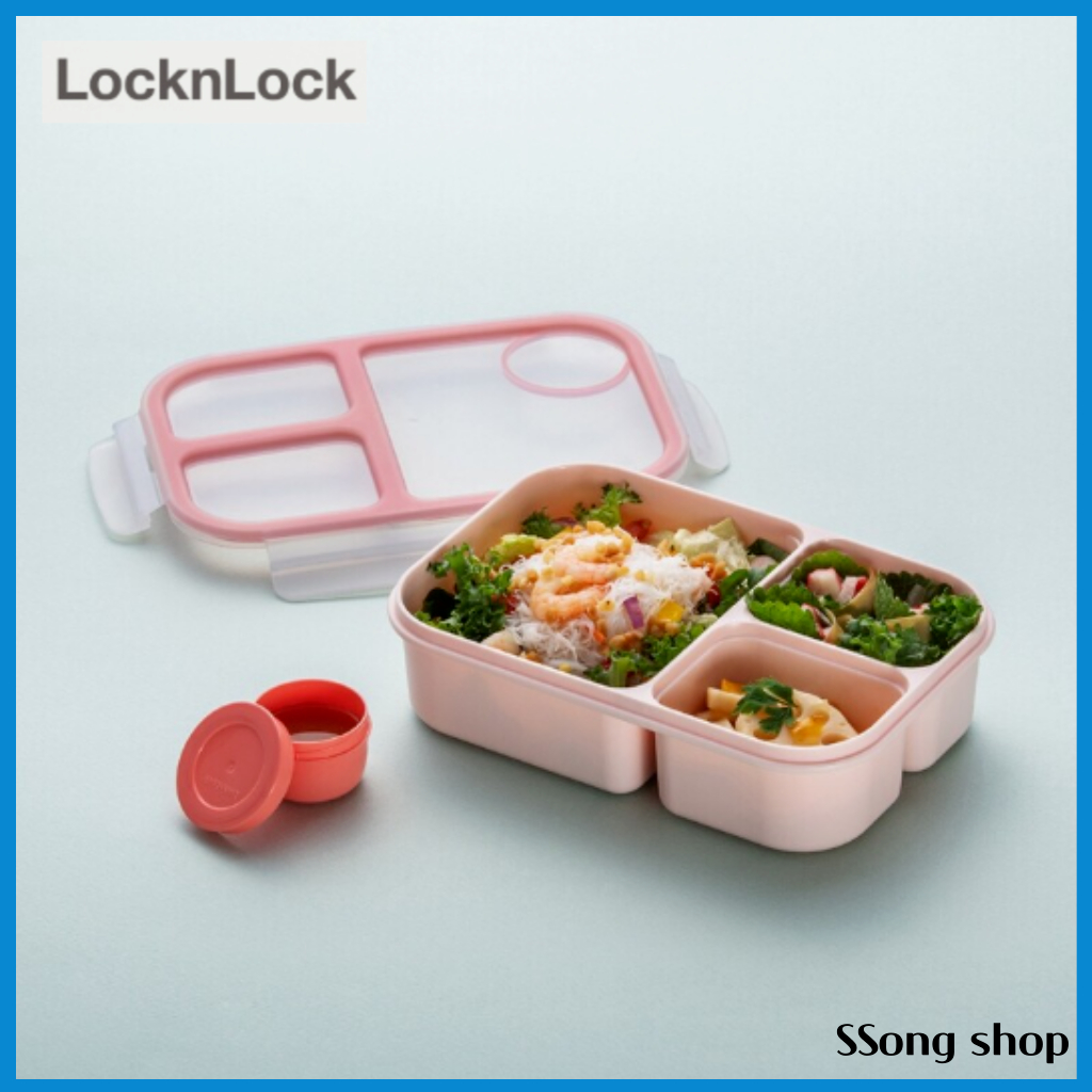 LocknLock 3-Compartment Bento Lunch Box – BPA-Free, Dishwasher Safe ...