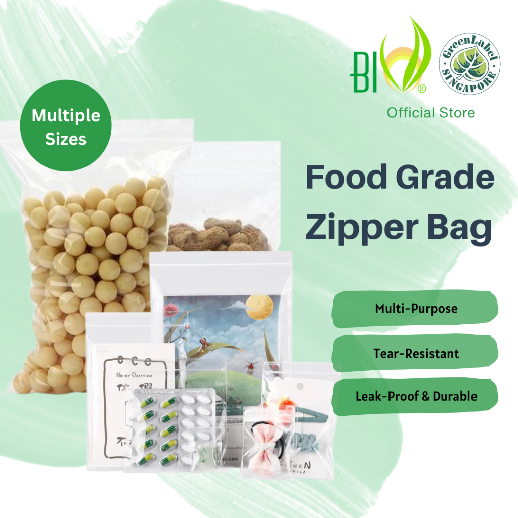 BIO Biodegradable LDPE Food Grade Zipper Bag (Multiple Sizes Available ...