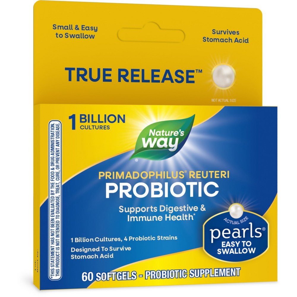 Nature's Way Primadophilus Reuteri Probiotic Softgels, 15mg, 60 Count ...