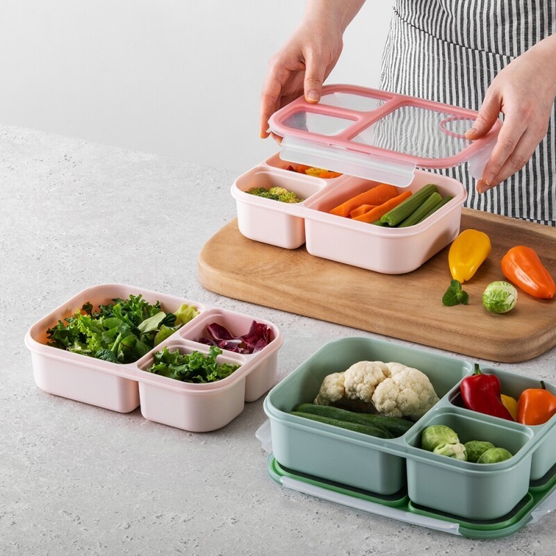 LocknLock TO-GO 3-Compartment Lunch Box 1.5L 980ml Food Storage Case ...