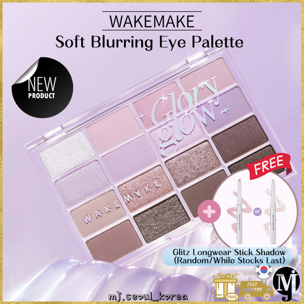 Wakemake Soft Blurring Eye Palette Glory Glow (Free gift+Make up Pouch) New #23 Mystic Lavender ...