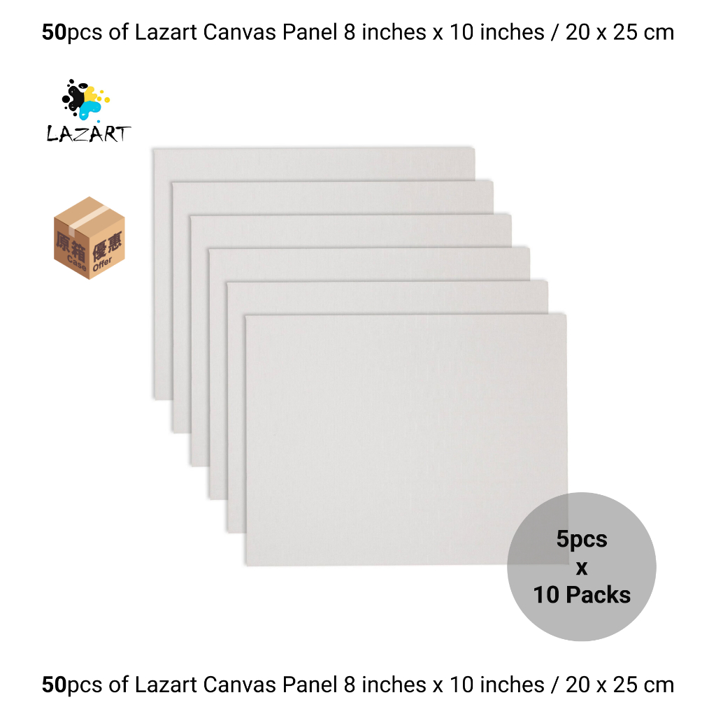 50 Pcs of Lazart Premium Canvas Panel 8 inches X 10 inches / 20 X 25 CM ...