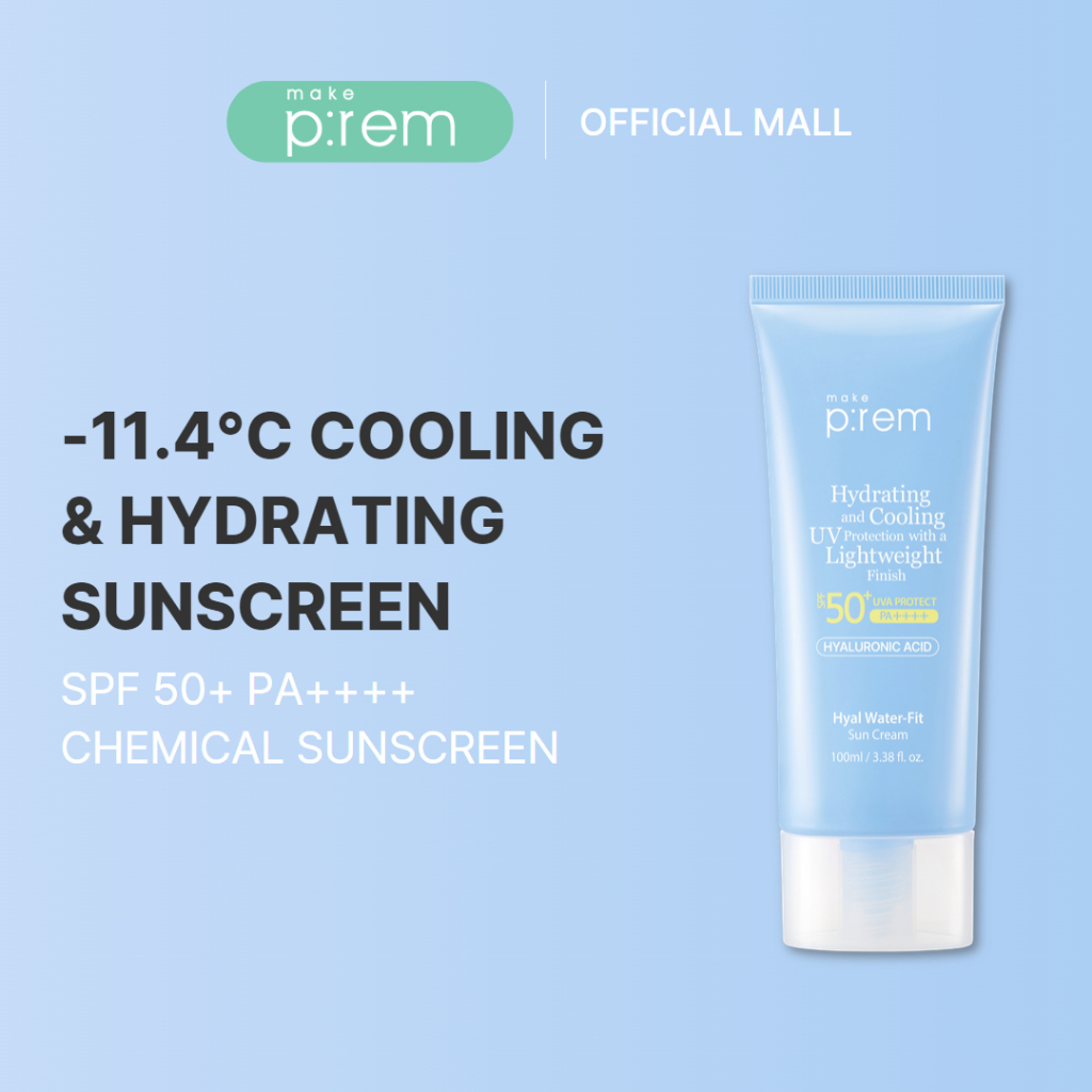 MAKE PREM Hyal Water Fit Cooling Face & Body Sunscreen Sunblock SPF 50 ...