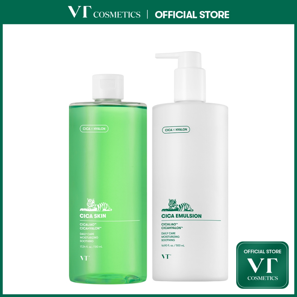 [VTCOSMETICS] [Free Cica Cream 50ml] CICA Skincare Toner 510ml + Emulsion 500ml | Shopee Philippines