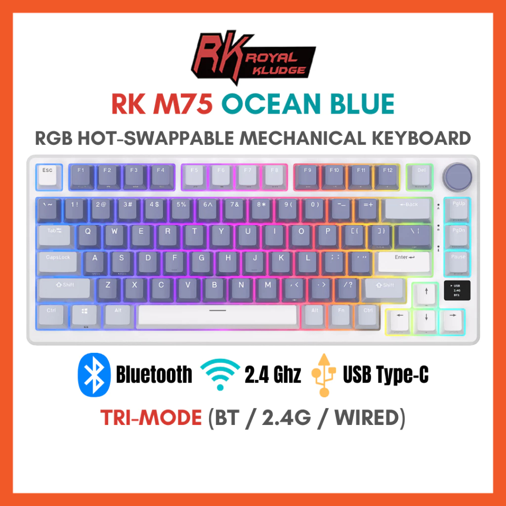 Royal Kludge RK M75 Wireless RGB Mechanical Keyboard - 81 keys (75% ...