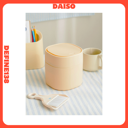 DAISO KOREA One-Touch Mini Trash Can – 2L Yellow | Compact Desktop Bin ...