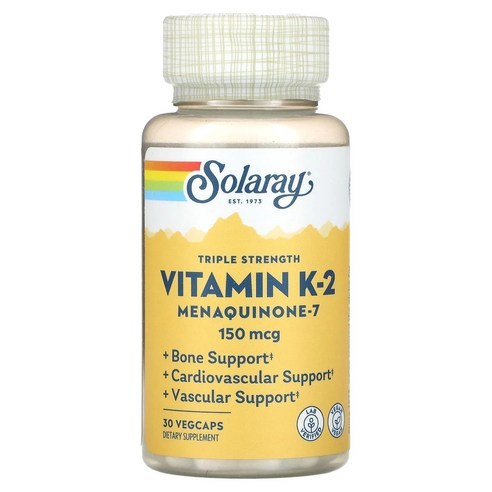 Solaray Triple Strength Vitamin K2 Menaquinone-7 150 mcg Vegetarian ...