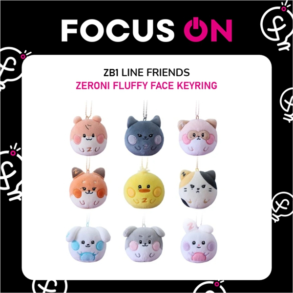 ZEROBASEONE ZB1 LINE FRIENDS ZERONI PLUSH KEYRING, FLUFFY FACE KEYRING ...