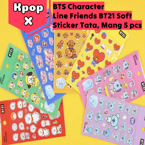 KpopX ⭐️ BTS Character Line Friends BT21 Soft Sticker Tata, Mang 5 pcs ...