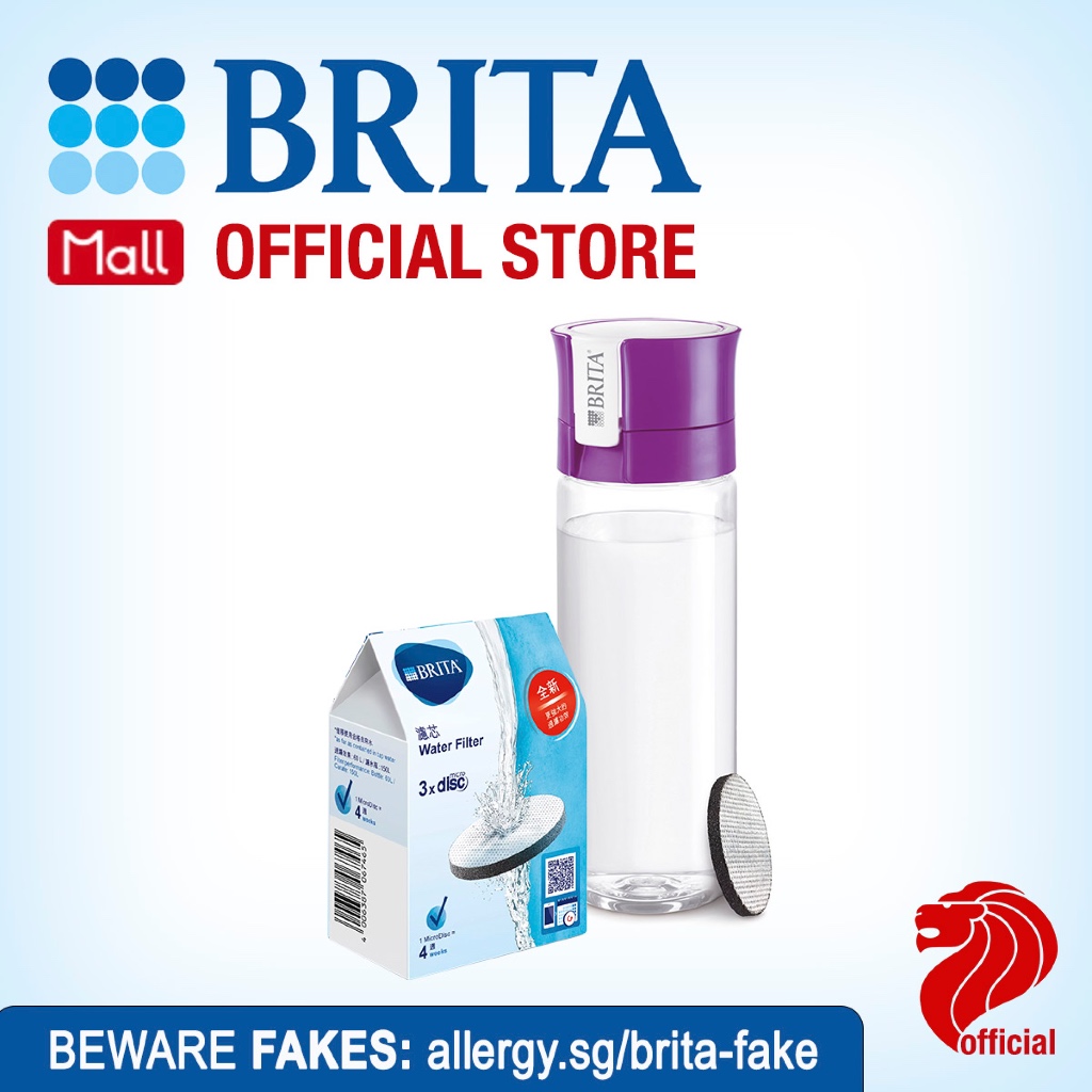 BRITA Water Filter Bottle Model Vital Purple (600ml) incl.4x MicroDisc ...