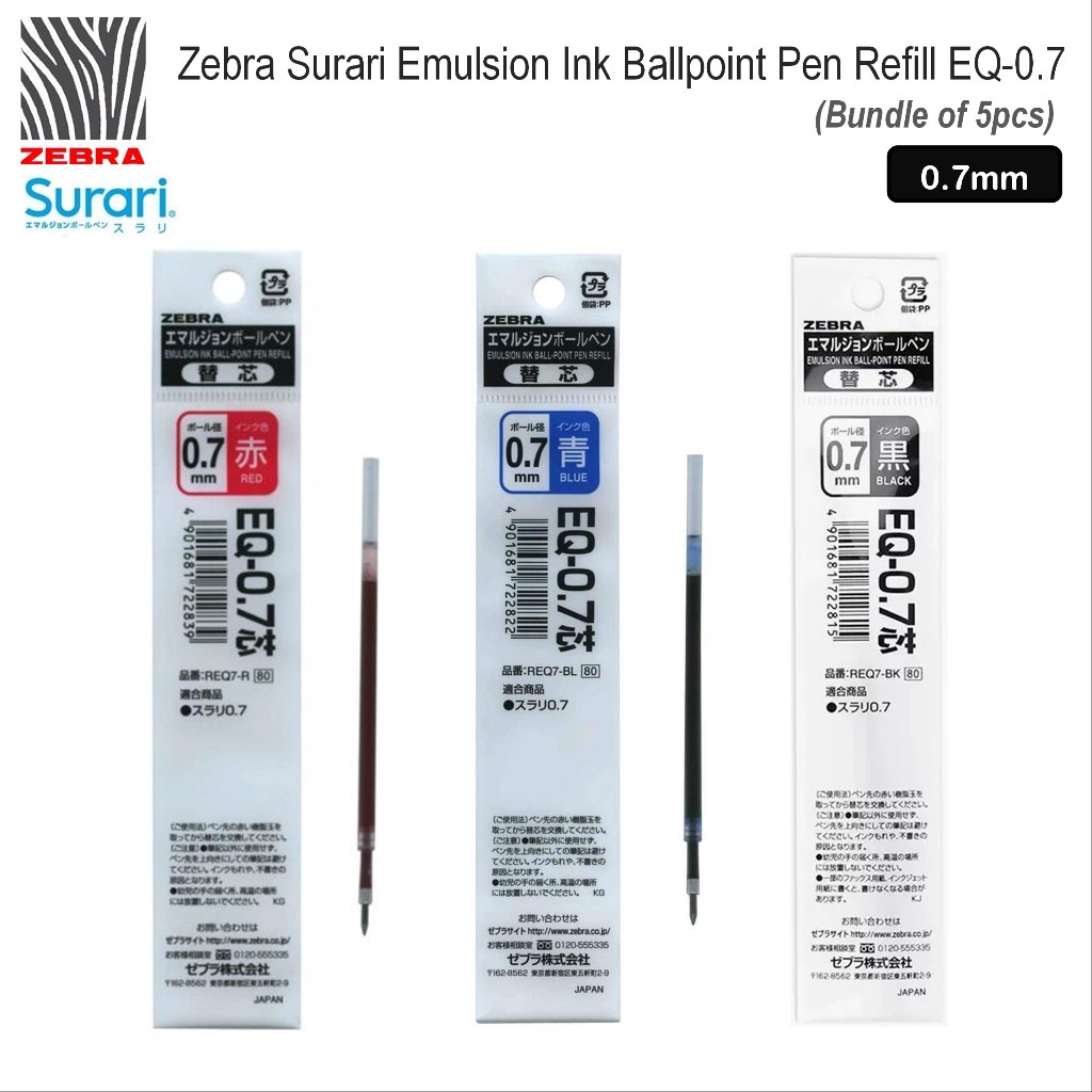 Zebra Surari Emulsion Ink Ballpoint Pen Refill EQ-0.7 for Zebra Surari ...