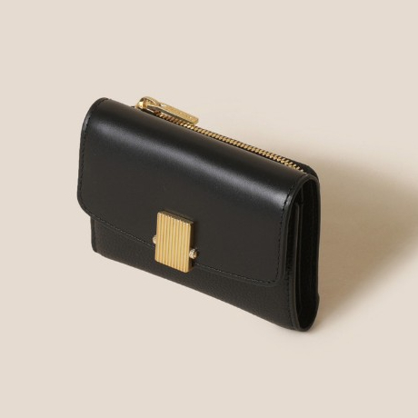 COURONNE Stephanie Le Temp Mini-half Wallet Black Bill Card Coin Pocket ...