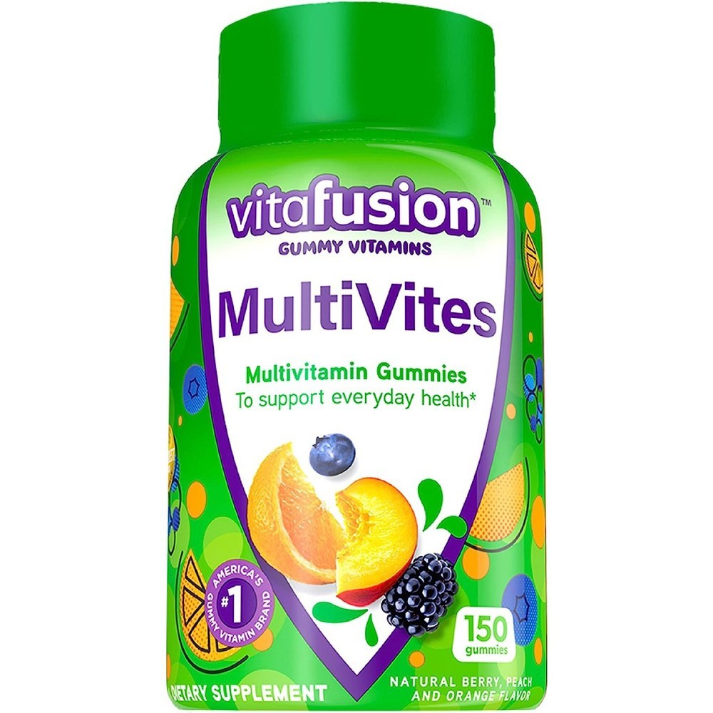 Vitafusion MultiVites Multivitamin Gummies Berry, Peach & Orange ...