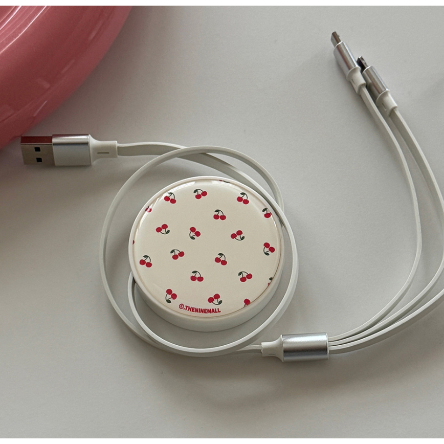 The Ninemall - Reel Type Charging cable 3 in 1 (c type / 8 pin / 5 pin ...