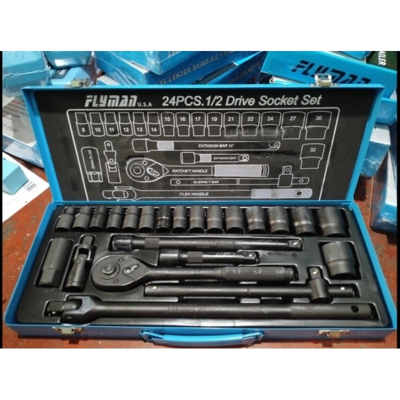 Flyman Socket set 24pcs/17pcs/13pcs & 12pcs 1/2 drive (6 points & 12 ...