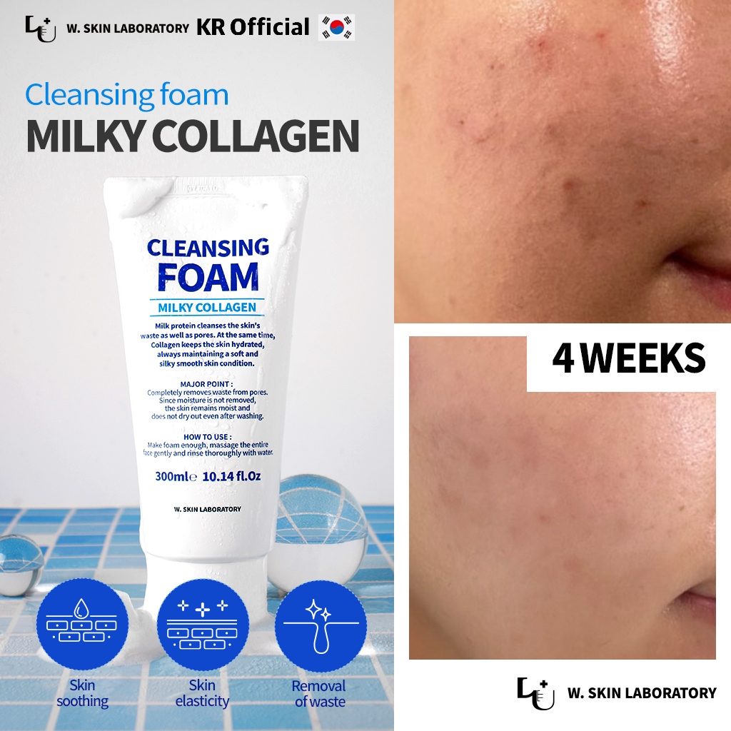 [W.SKIN LABORATORY] Milky Collagen Cleansing Foam 300ml | Shopee ...
