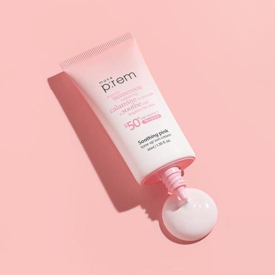 Make Prem Soothing Pink Tone-Up Sunscreen SPF 50+ PA++++ 50ml | Shopee ...