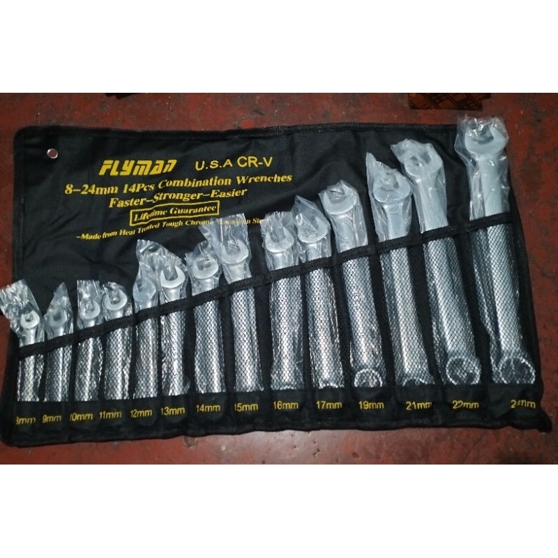 FLYMAN 14pcs & 16pcs combination wrench set (8mm-24mm) | Shopee Philippines