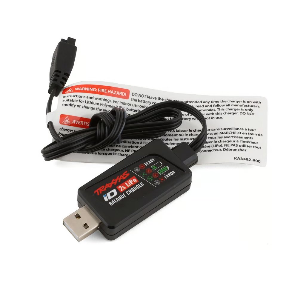 Traxxas Charger, iD balanced, USB for 2-cell Lipo with iD connector ...