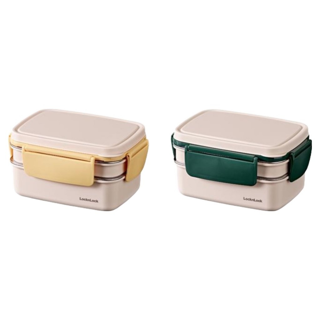 LocknLock 2-Tier Stainless Steel Lunch Box 1.3L | Leak-Proof Bento with ...