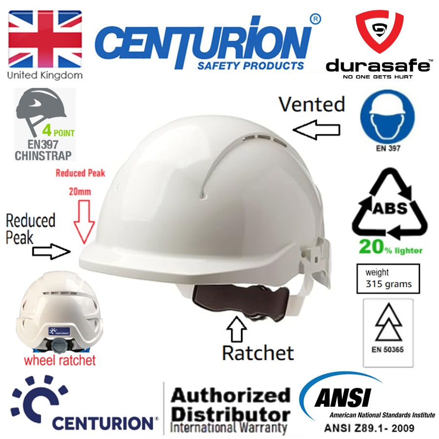 CENTURION S08CWRF Concept RP Euro White Ratchet Vented Helmet Reduced ...