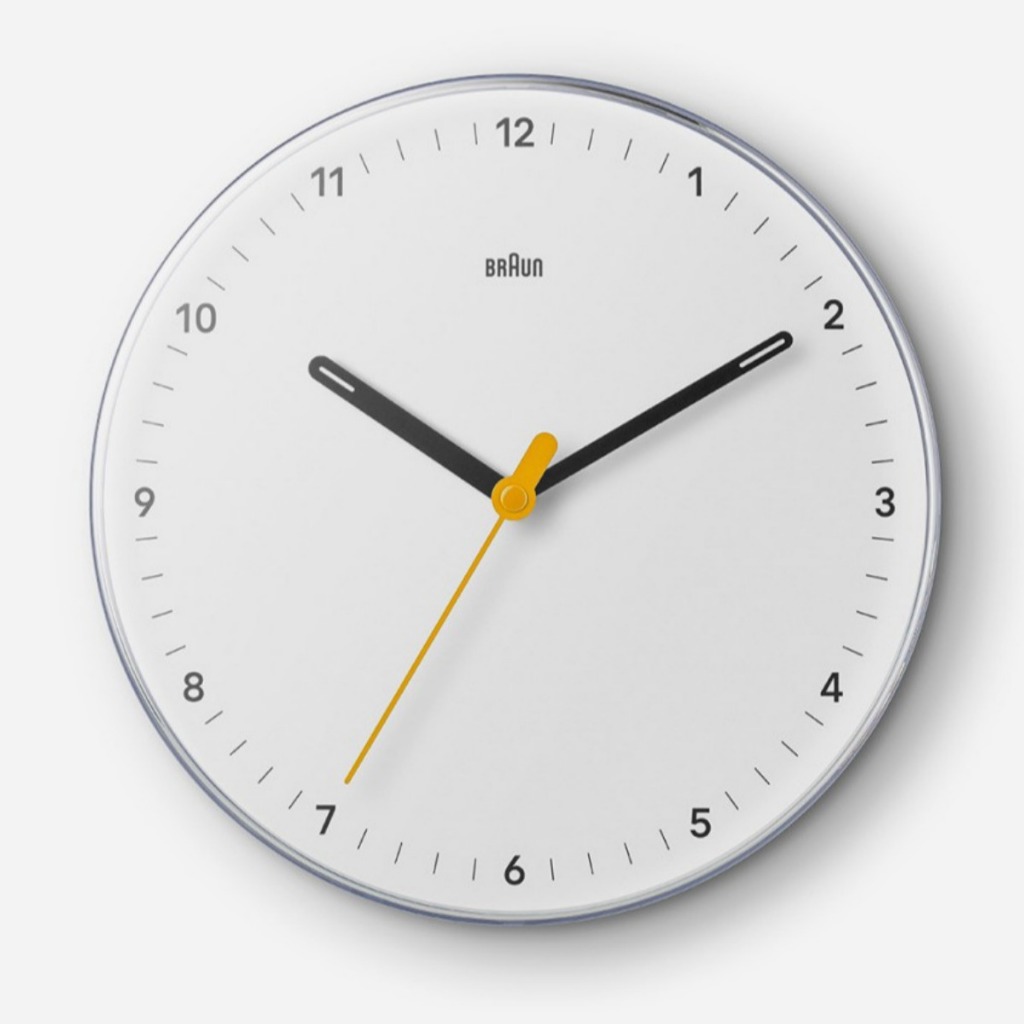 BRAUN Silent Wall Clock White BC26W Diameter 23cm Analog Modern Design ...