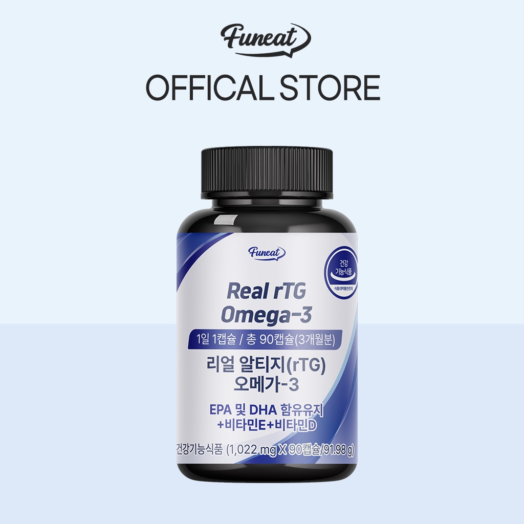 Funeat Real rTG Omega 3 Fish Oil(1,022mg x 90 caps) - EPA DHA Blood circulation Vitamin D ...