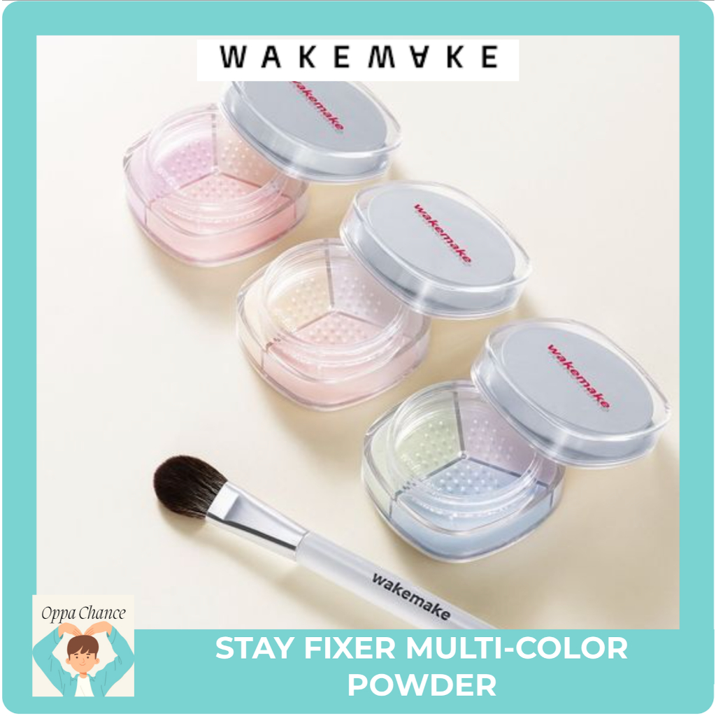 *New version/With brush* [Wakemake] Stay Fixer Multi-Color Powder (3 colors) | Shopee Philippines