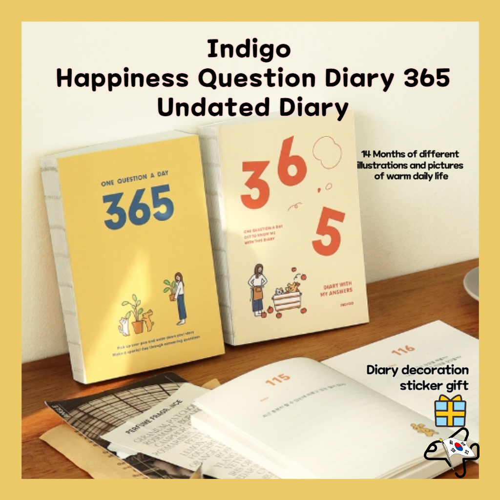 Indigo Happiness Question Diary 365/ 2026 Diary /Undated Diary/ 2026 ...