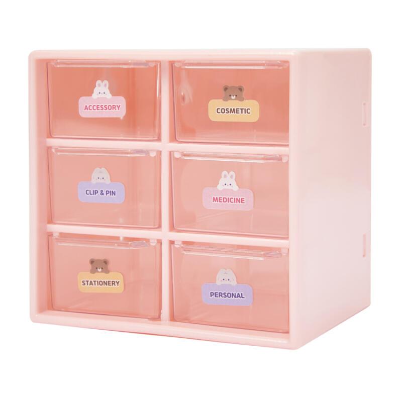 ARTBOX From Korea Mini Desktop Chest of 6 Drawers Pink Storage Box ...