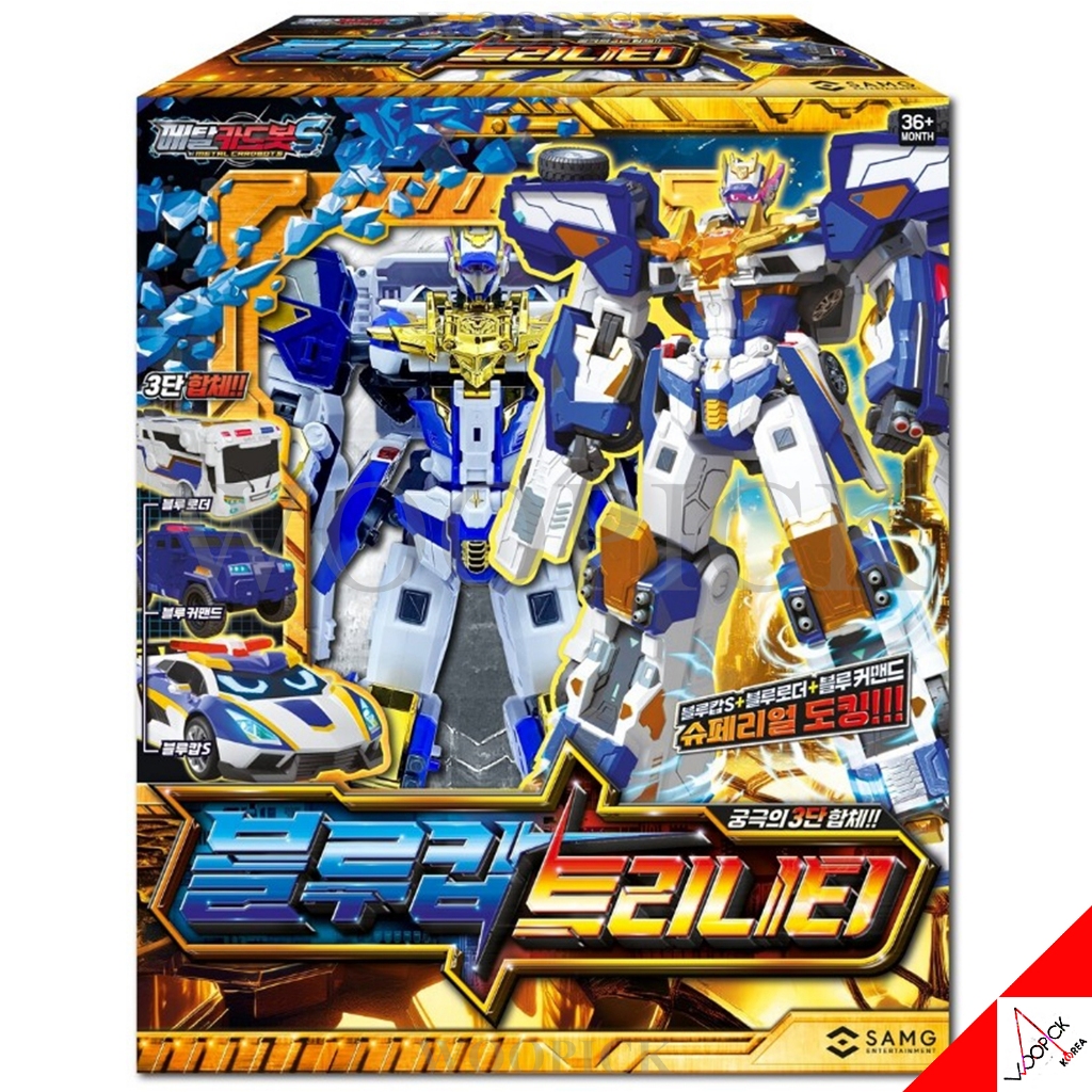 Metal Cardbot S Season2 BLUE COP TRINITY Transformer Robot Car Figure ...