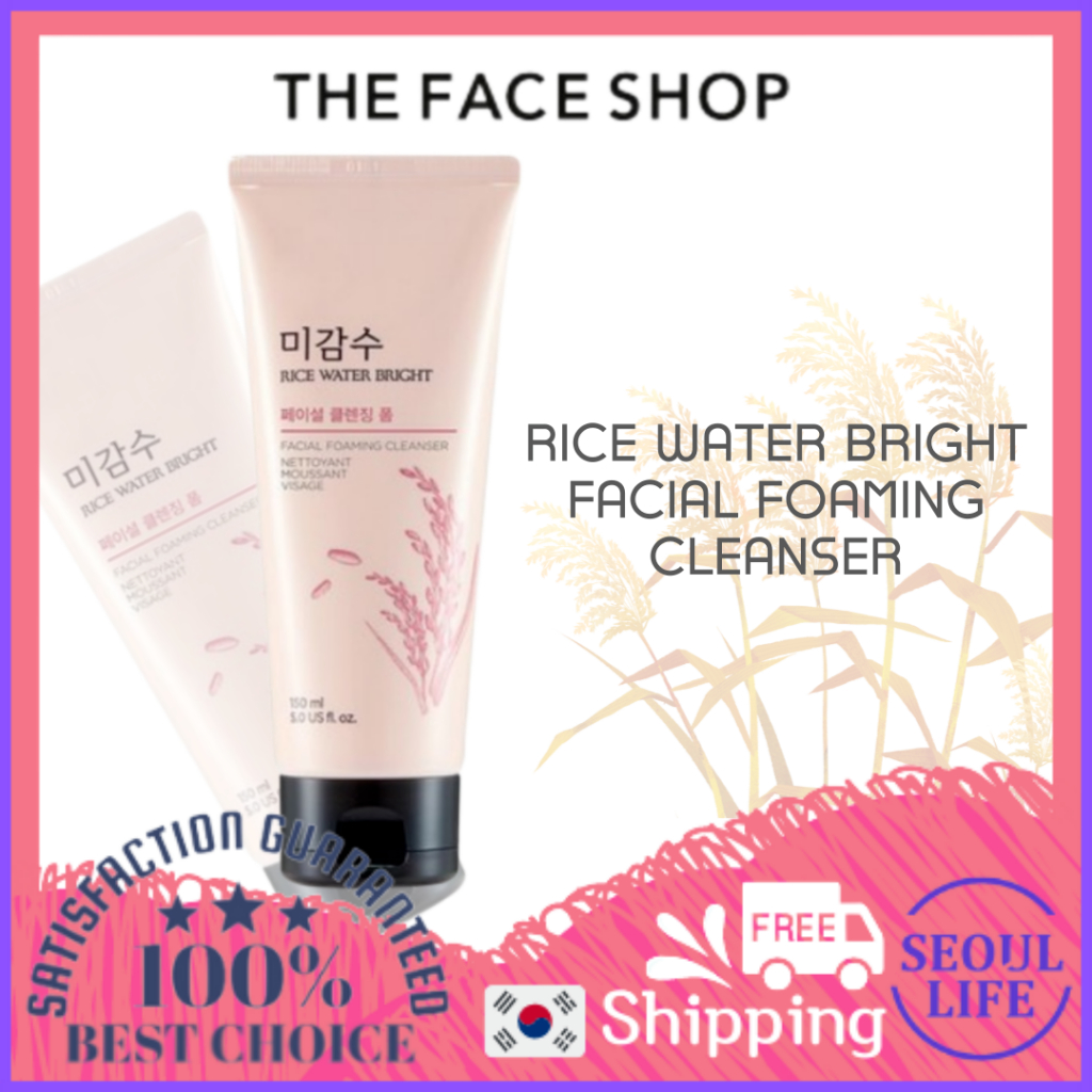 The Face Shop Rice Water Bright Facial Foaming Cleanser 100ml, 150ml ...