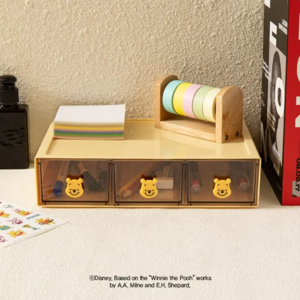 Daiso Winnie the Pooh Handle Deco Drawer Organizer Cute Desk Storage ...