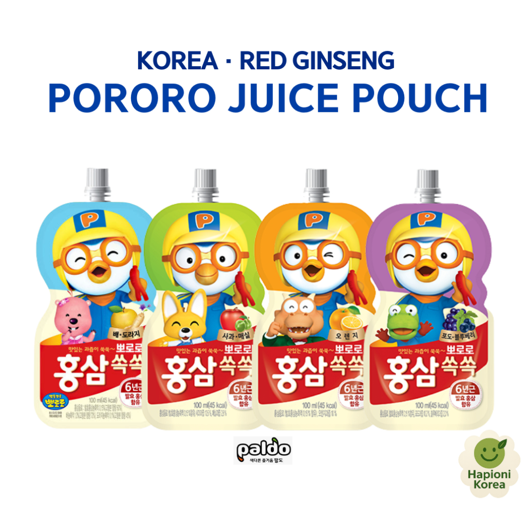 Pororo Red Ginseng Juice Kids Healthy Drink Korean Pouch | Shopee ...