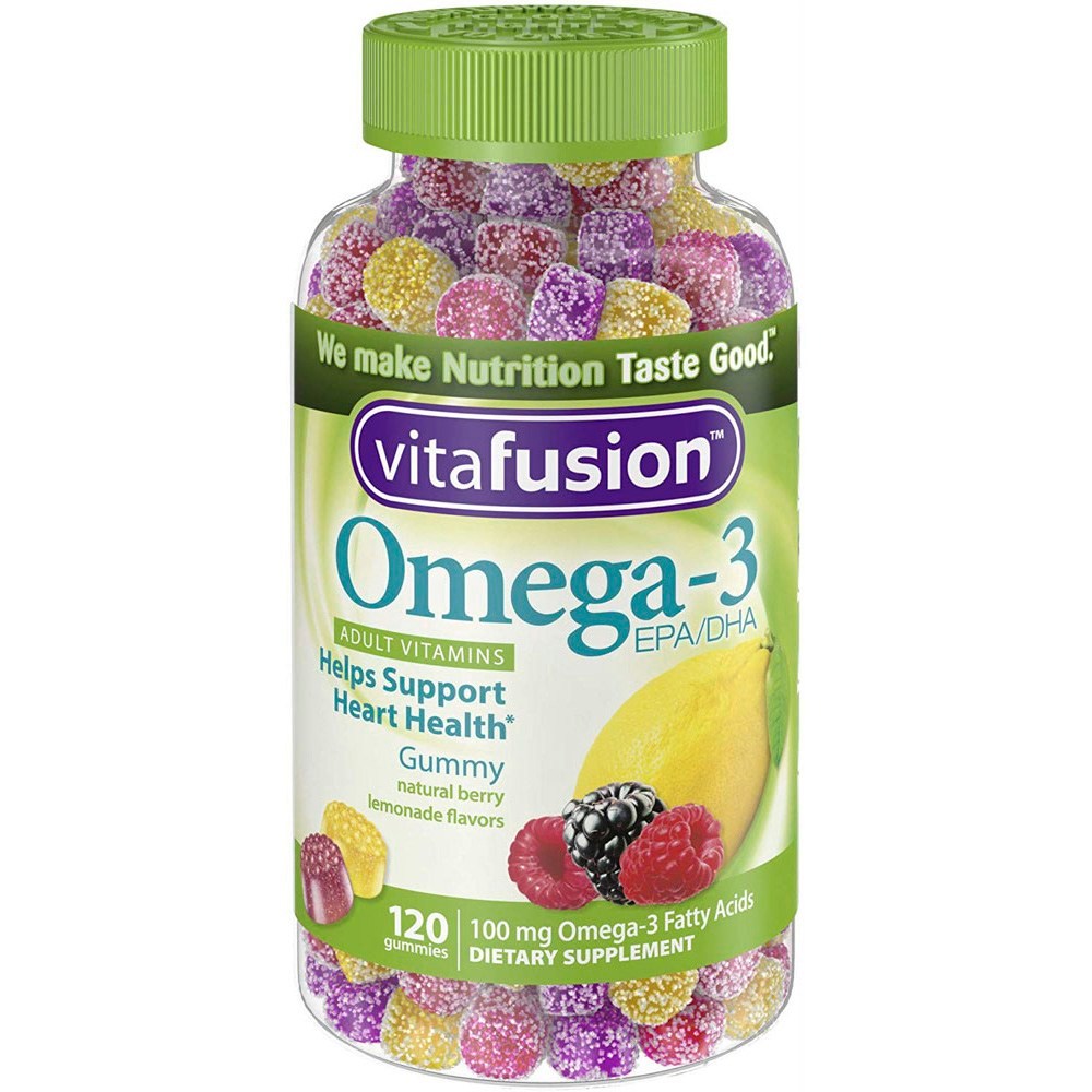 Vitafusion Omega-3 Fatty Acids 100mg Natural Berry Lemonade Gummies ...